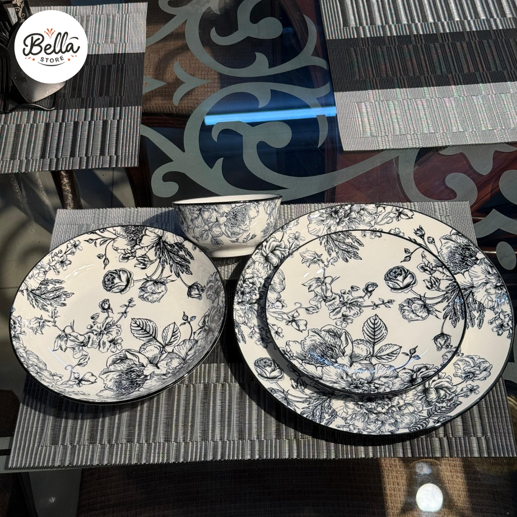 Luxury Midnight Black PLATE SET 24 Pcs